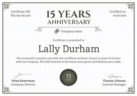 Work Anniversary Certificate Templates Free To Edit