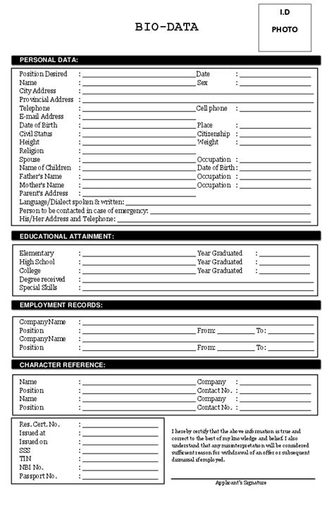 Bio Data Formdocx Pdfcoffeecom