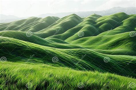 Featuring A Green Grassy Hills White Background Photorealistic Ultra