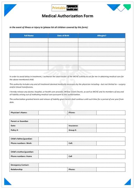 Printable Medical Authorization Forms