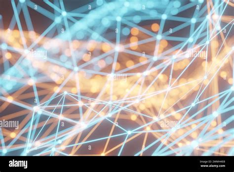Digitally Generated Abstract Render Visualization Of A Neural Network It Structure Network
