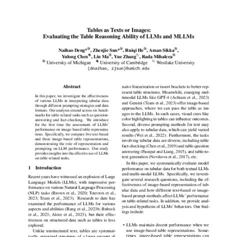 Tables As Texts Or Images Evaluating The Table Reasoning Ability Of Llms And Mllms Acl Anthology