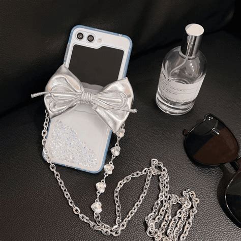 당일 Z플립345 실버 큐빅 리본 힌지보호 제트플립케이스 에이블리