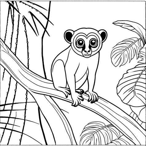 Loris In Tall Trees Coloring Page Lulu Pages
