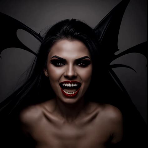 A Close Up Of A Woman With A Vampire Makeup And Fangs Seaart Ai