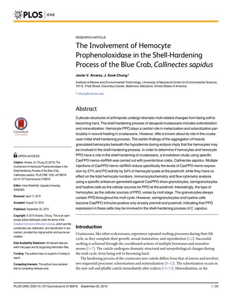 Pdf The Involvement Of Hemocyte Prophenoloxidase In The Shell