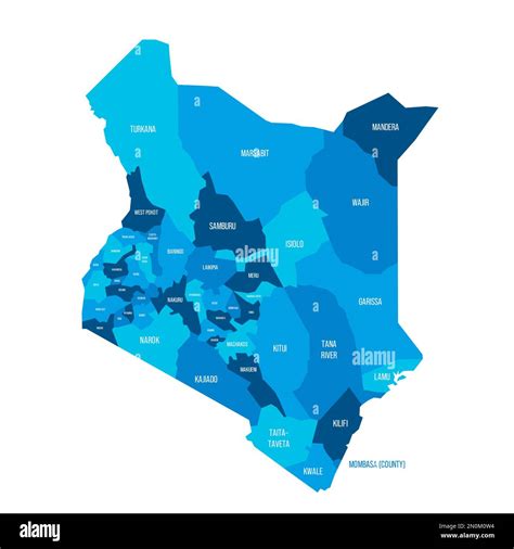 Kenya Political Map Of Administrative Divisions Counties Flat Blue