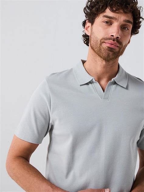 Very Man Interlock Notch Polo Light Grey Littlewoods