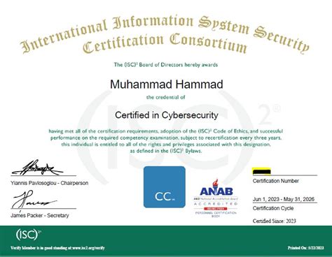 Muhammad Hammad On Linkedin Cc Cissp Certification Isc2