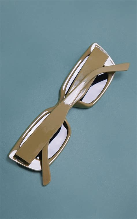 Olive Tinted Lens Rectangular Frame Sunglasses Prettylittlething Aus