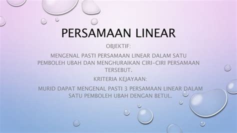 Pptx Persamaan Linear Dlm 1 Variablepptx