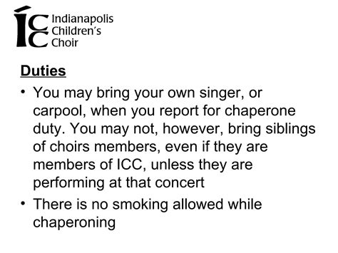 Chaperone Duties And Responsibilities Ppt