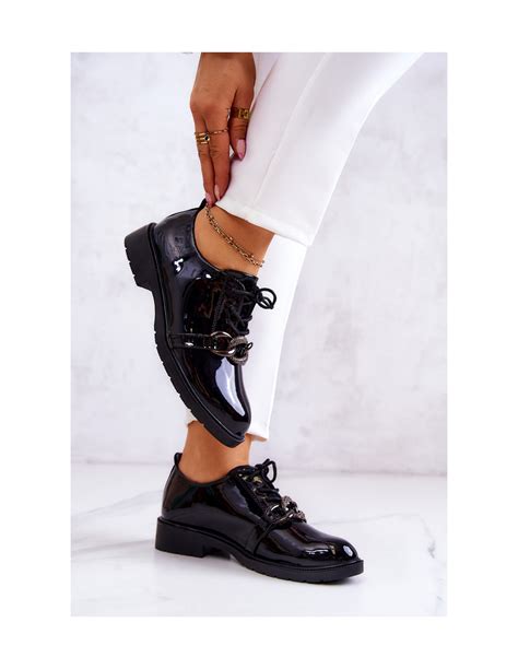 Lakuoti Batai Surišti Ornamentu Black Larosa Tikbatai Lt