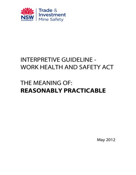 The Meaning Of Reasonably Practicable