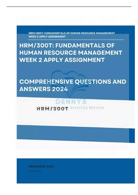 Hrm 300t Fundamentals Of Human Resource Management Week 2 Apply Assignment Questions And