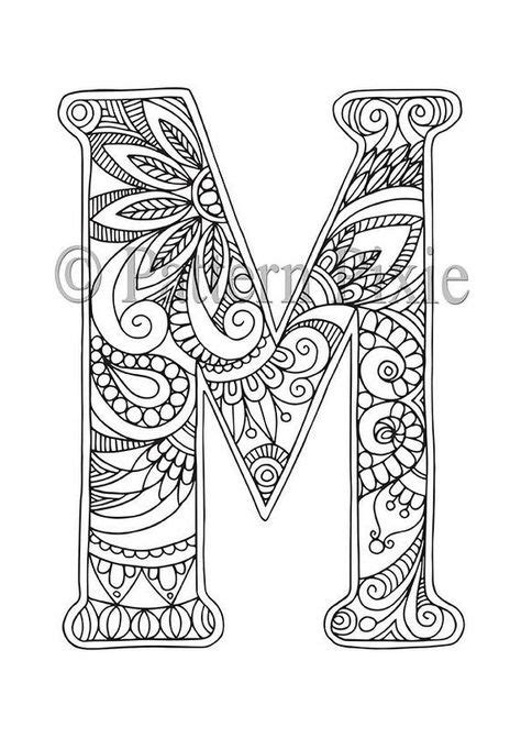 Adult Colouring Page Alphabet Letter M Coloring Letters Coloring