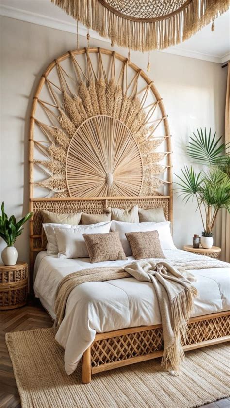 Rattan Headboard And Fringe Rattan Headboard Bedroom Inspiration Boho