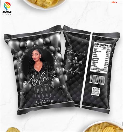 Luxurious Black Chip Bag Wrapper Classy Snack Bag Sassy Custom Bag