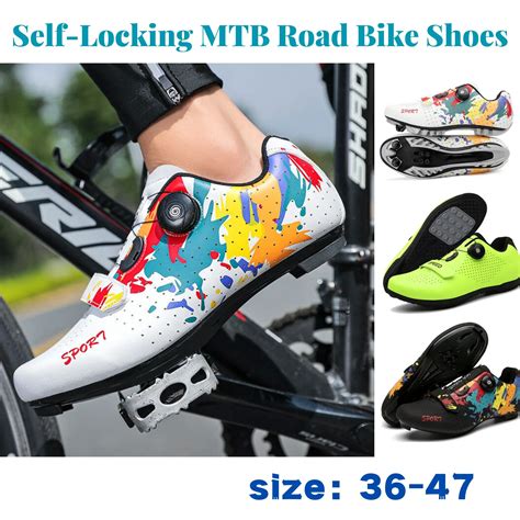 Cycling Shoes Men Women 36 47 Graffiti Self Locking Mtb Road Bike Lock