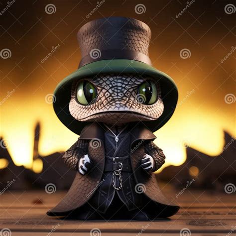 Charming Chibi Lizard Vinyl Toy With Top Hat Limited Edition