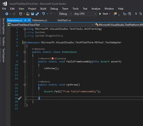 How To Hide The Stacktrace Of The Custom Extension Method On Assert That From The Text Output