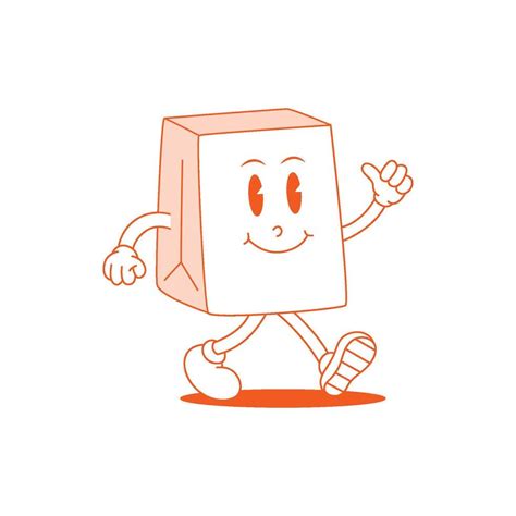 Paper Bag Retro Mascot Funny Cartoon Character Of Paper Bag 41317829