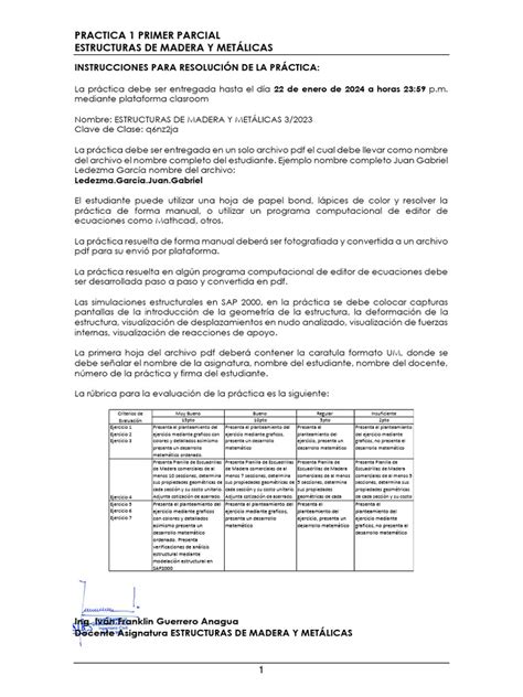 Practica 1 Estructuras De Madera Y Metalicas Pdf Braguero