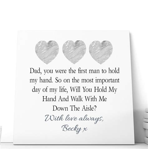 Dad Will You Walk Me Down The Aisle Wood Plaque Personalised Wedding