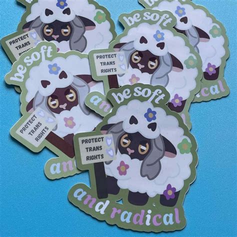 Soft And Radical Sheep Sticker Trans Rights Pride Water Resistant Etsy