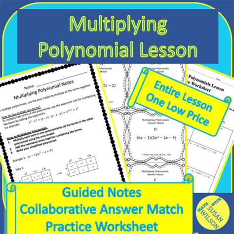 Multiplying Polynomials Lesson Guided Notes Group Answer Match And Practice Sheet Made By