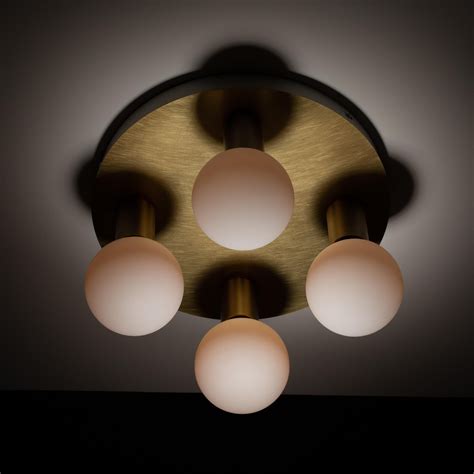 Four Sphere Brushed Brass Ceiling Light For Sale At 1stdibs