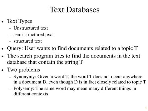 Ppt Text Databases Powerpoint Presentation Free Download Id279635