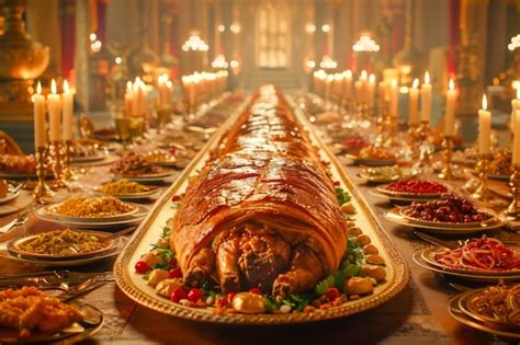 Premium Photo Lavish Feast Banquet Table Setting With Succulent