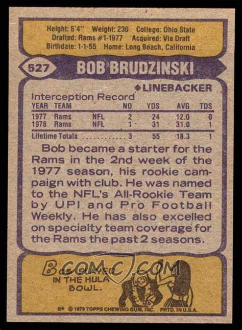 1979 Topps Base 527 Bob Brudzinski Ex Mt