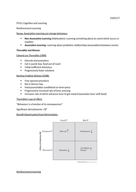 Lecture 3 Reinforcement Learning 2301 Py1cl Cognition And