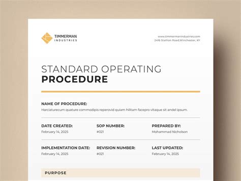 Standard Operating Procedure Template Project Details Work Instruction Business Sop A4 And Us
