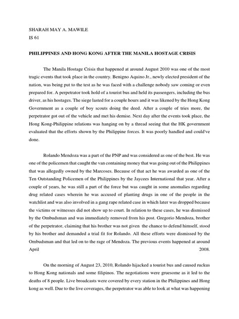 Philippines And Hong Kong After The Manila Hostage Crisis Pdf