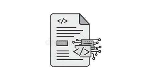A Grayscale Illustration Shows A Document Icon Featuring Code Symbols A Grayscale Illustration Shows A Document Icon Featuring Code Symbols