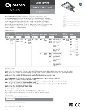 Gardco Solarform Gen2 Small Datasheet Specifications Manualzz