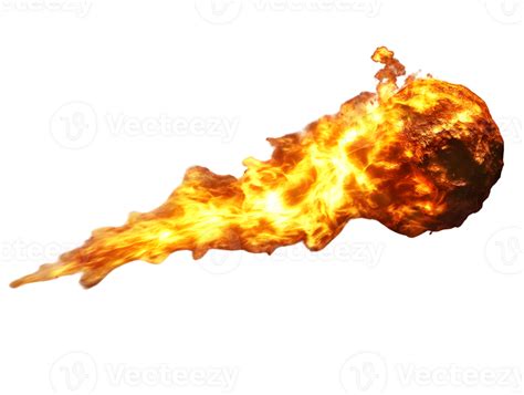 Fiery Ball Of Fire With Long Flame Tail 55081505 Png