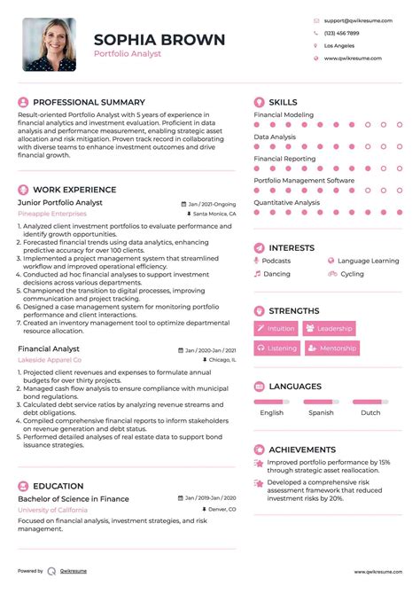 10 Portfolio Analyst Resume Samples And Templates For 2025