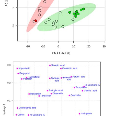 Principal Component Analysis Pca Score Plot And Loading Plot Of