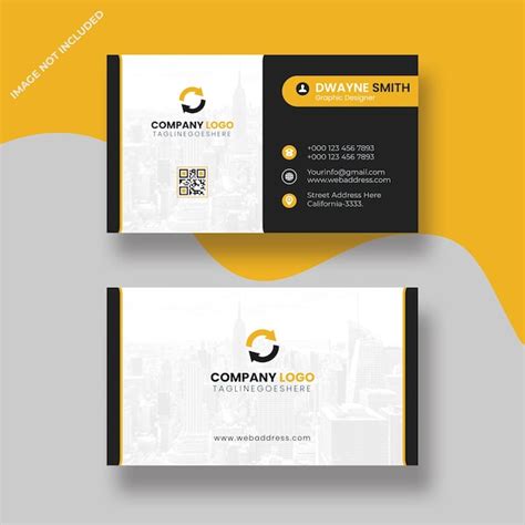 현대적인 미니멀리즘 흰색과 노란색 명함 세련된 디자인 프리미엄 벡터