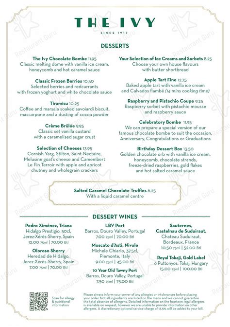 Menu At The Original Ivy West End Restaurant London 1 5 West St