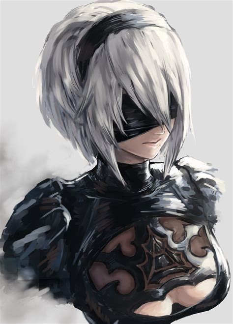 Nier Automata Yorha 2b สาวอนิเมะ ตัวละครแฟนตาซี นักรบหญิง