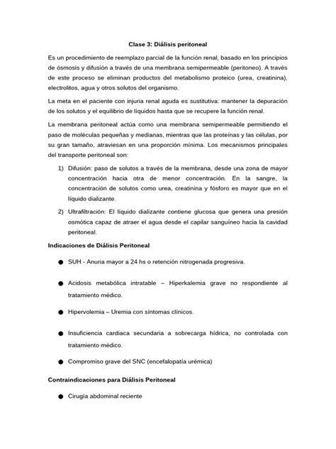 Dialisis Peritoneal Pediatrica Para Enfermeria Pdf Medicina Clinica