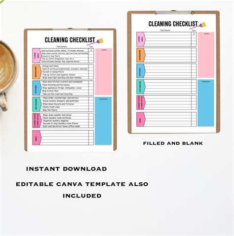 editable cleaning checklist cleaning checklist for airbnb housekeeping routine cleaning list