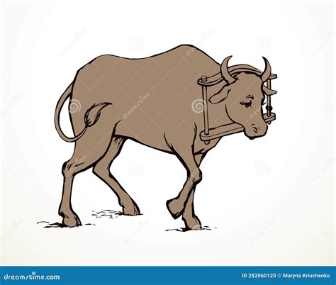 Vector Drawing Old Wooden Yoke On The Cow 282060120