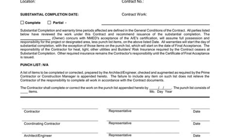 Certificate Of Substantial Completion Template 5 Various Templates Ideas