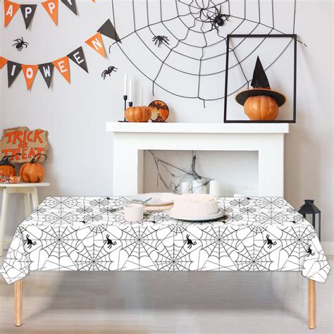 Kugisaki Halloween Decoration Spider Web Tablecloth Disposable Party Tablecloth Party Decor